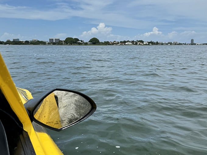 The driver's seat view that makes you question everything you thought you knew about cars and water.