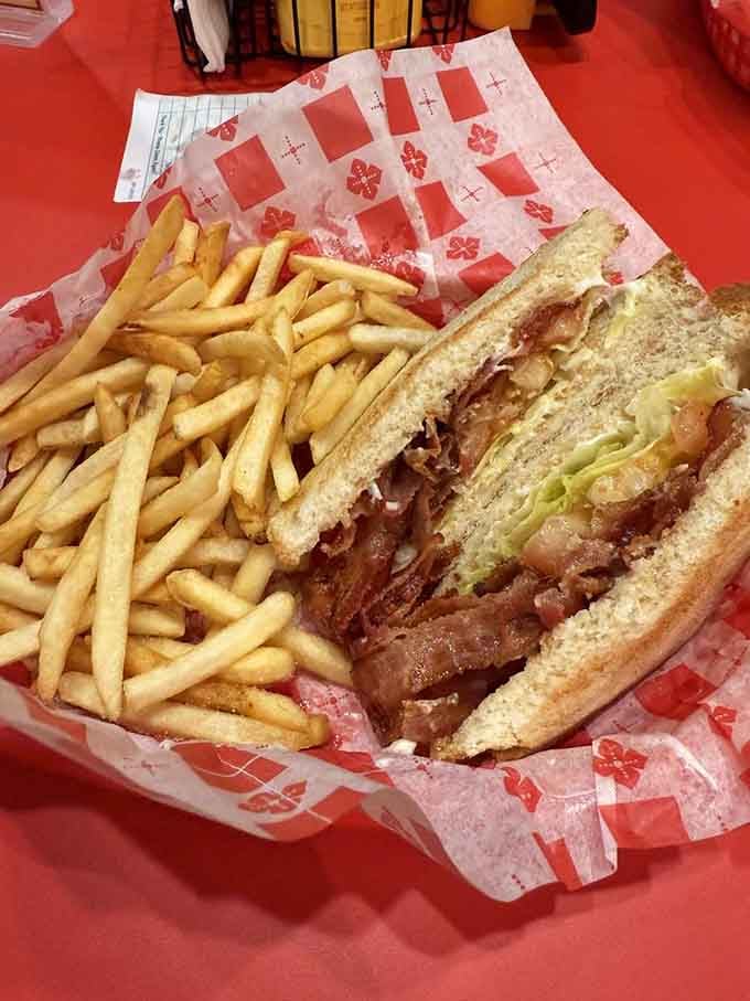 That BLT comes stacked so high, you'll need an engineering degree to figure out the first bite.
