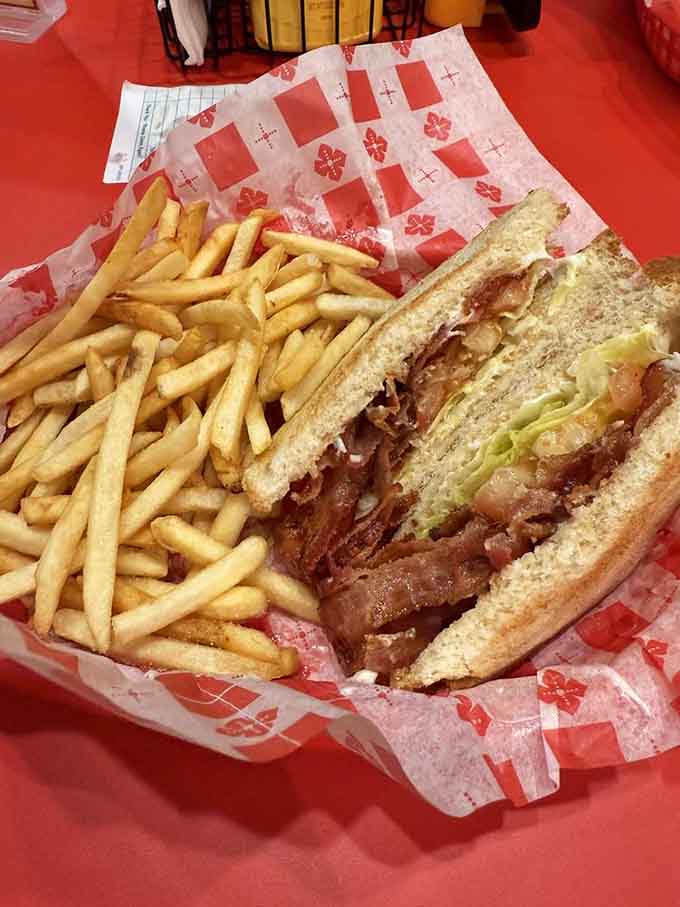 That BLT comes piled high with bacon, proving sometimes the classics become classics for very good reasons indeed.