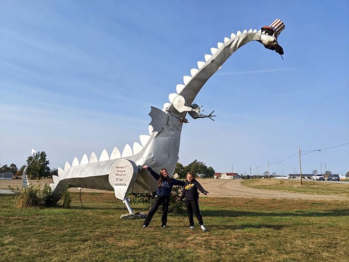 Strike a pose with your new fire-breathing friend, the most photogenic reptile in central Illinois by far.