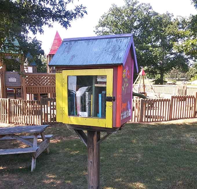 Even fairy tale kingdoms need books, and this cheerful little library adds a literary touch to all that physical activity.