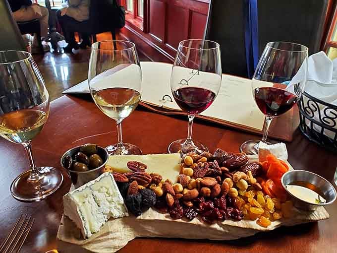 This cheese and nut board paired with wine is basically adult snack time done absolutely right.