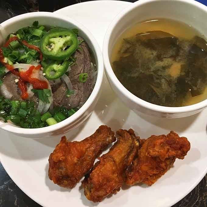 Pho, miso soup, and crispy wings walk into a buffet &ndash; this isn't a joke, it's your lunch strategy.