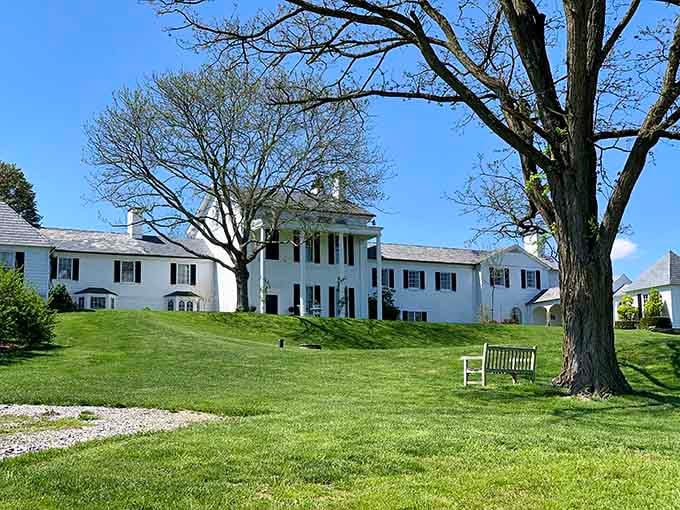 Classic Maryland architecture sitting pretty on a hill, looking like it wandered out of a Jane Austen novel.