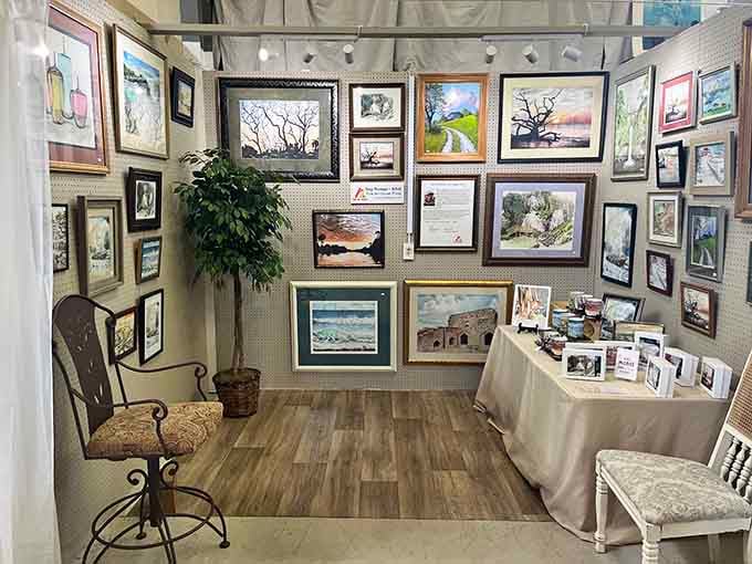 Local artists showcase their talents in this gallery-style booth where every wall tells a different story.