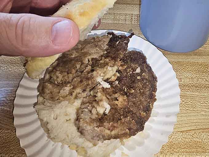 That sausage patty is roughly the size of a hockey puck, and we mean that as the highest compliment.