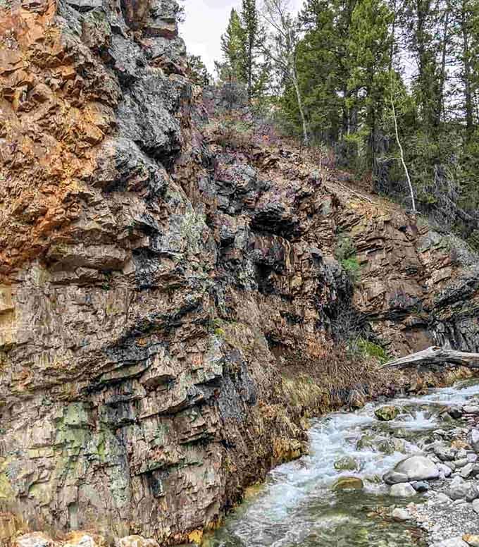 These ancient rock formations have been standing guard over the trail longer than any of us have been complaining about traffic.