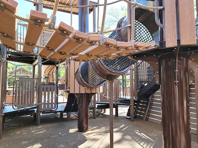 Rope bridges and climbing challenges turn average afternoons into obstacle courses that would make American Ninja Warrior contestants sweat nervously.