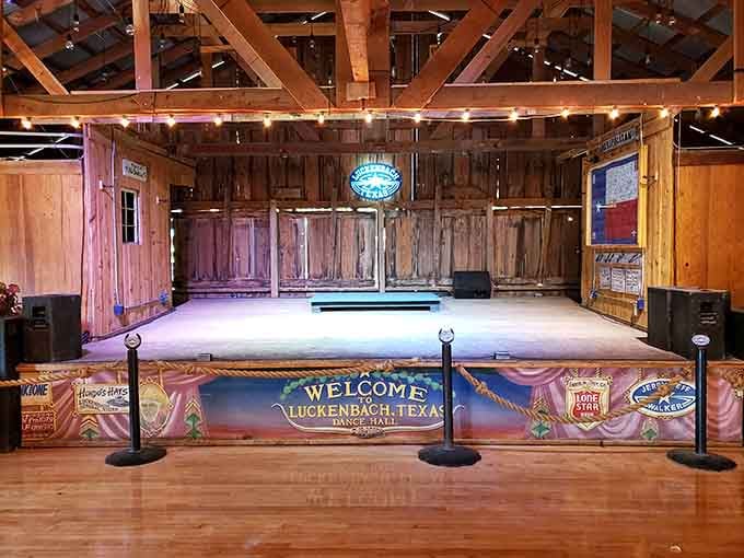 Inside the dance hall where boots have polished the floor to perfection and memories hang in the rafters.