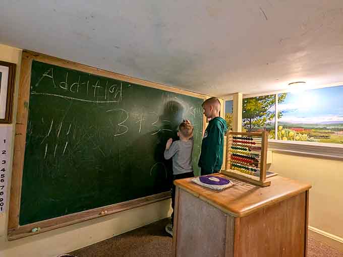 Old-school chalkboards and vintage abacuses transport kids to classrooms their grandparents would recognize with nostalgic delight.