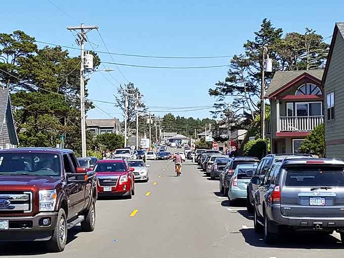 Laneda Avenue on a summer day, where traffic moves at the perfect speed for people-watching and daydreaming.