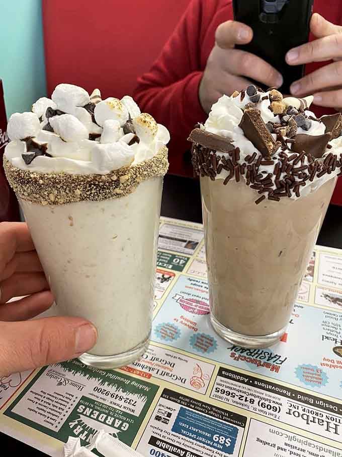 These milkshakes are topped with enough whipped cream and candy to make your dentist nervous but happy.