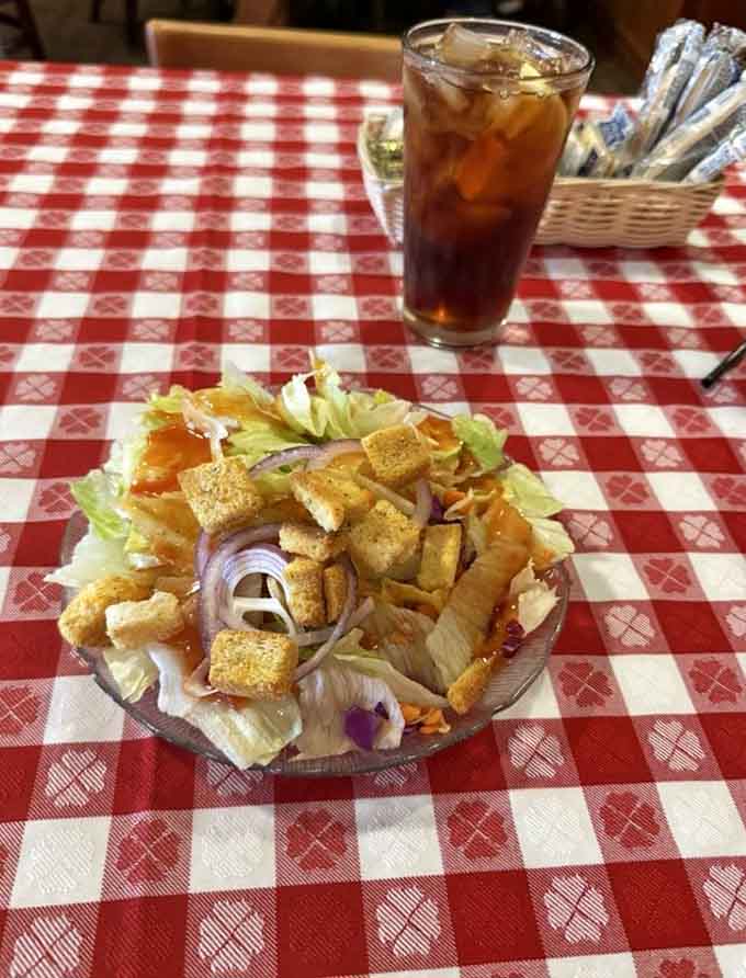 A salad so generously topped with croutons and fresh vegetables, even your health-conscious friend will be impressed.