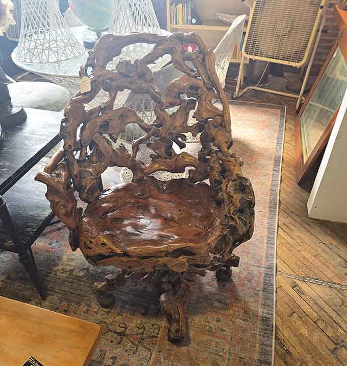 This carved root chair looks like something a wizard would own, and you absolutely need it.