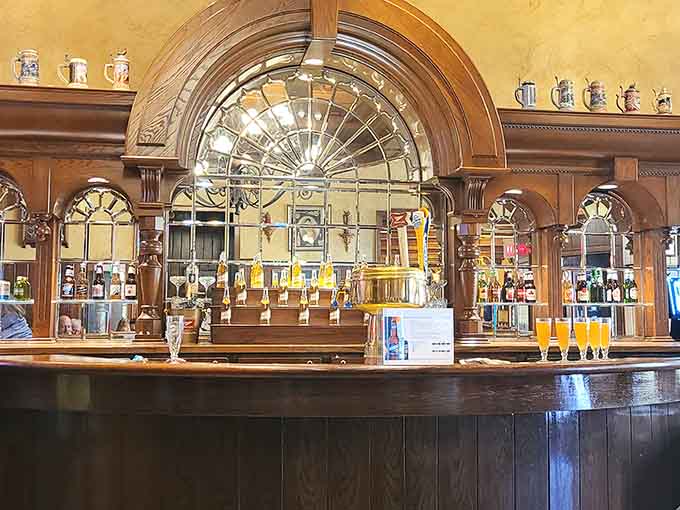 That ornate bar beckons like a scene from Cheers, minus Sam Malone but with better beer selection.