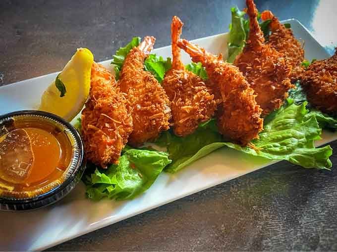 Golden coconut shrimp that's crispy, sweet, and substantial enough to make you forget about everything else on the menu.