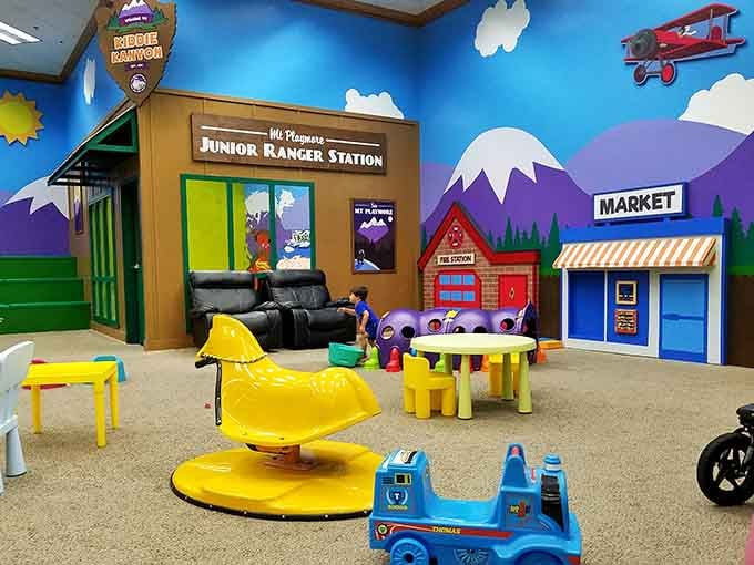 The Junior Ranger Station and miniature market create a whole pretend world where imagination runs wilder than unsupervised toddlers at naptime.