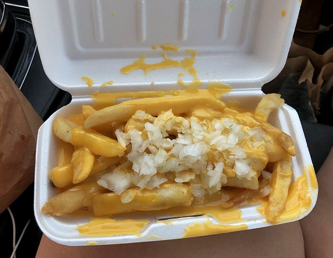 Those crispy fries topped with diced onions and liquid gold cheese could make a grown person weep with joy.