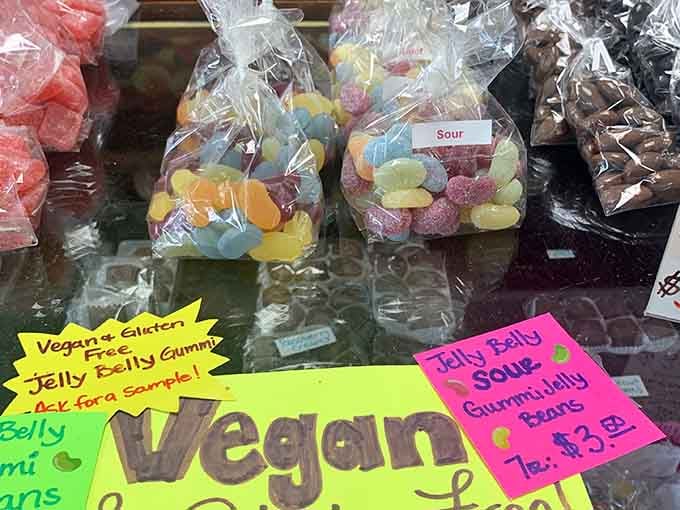 Even the gummy bears get the VIP treatment here, with vegan and gluten-free options that prove inclusivity extends to candy aisles too.