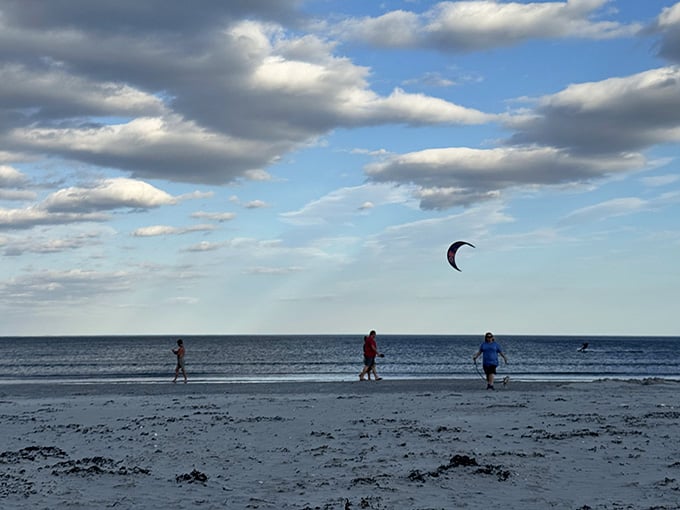 Flying kites on a breezy day, because some joys never get old no matter what your driver's license says.
