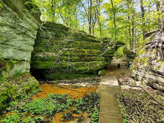 This wooden walkway leads through rock formations that have been standing longer than your favorite sitcom's been on air.