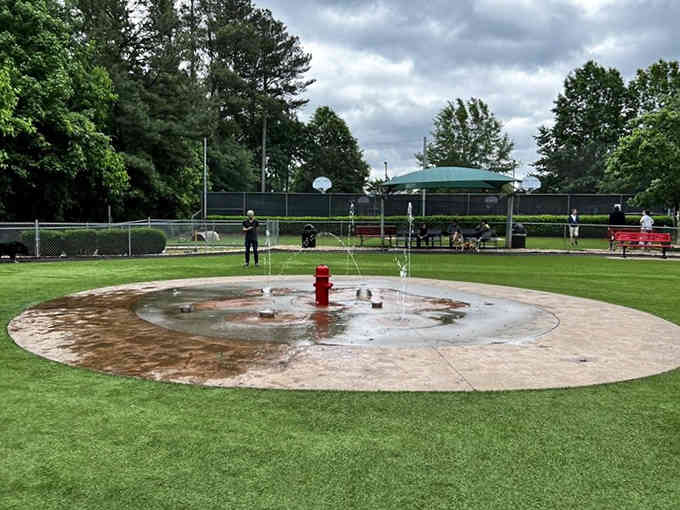 The splash pad transforms into ground zero for aquatic chaos when Georgia temperatures decide to get serious about summer.