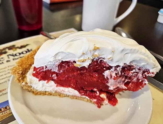 Raspberry sour cream pie: the sweet-tart combo that makes your taste buds do a happy dance.