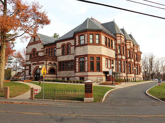 Forbes Library's Romanesque architecture makes checking out books feel like a cultural event worth dressing up for.