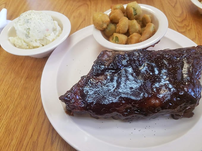 Friday's baby back ribs arrive glazed, tender, and ready to make you forget every other plan you had.