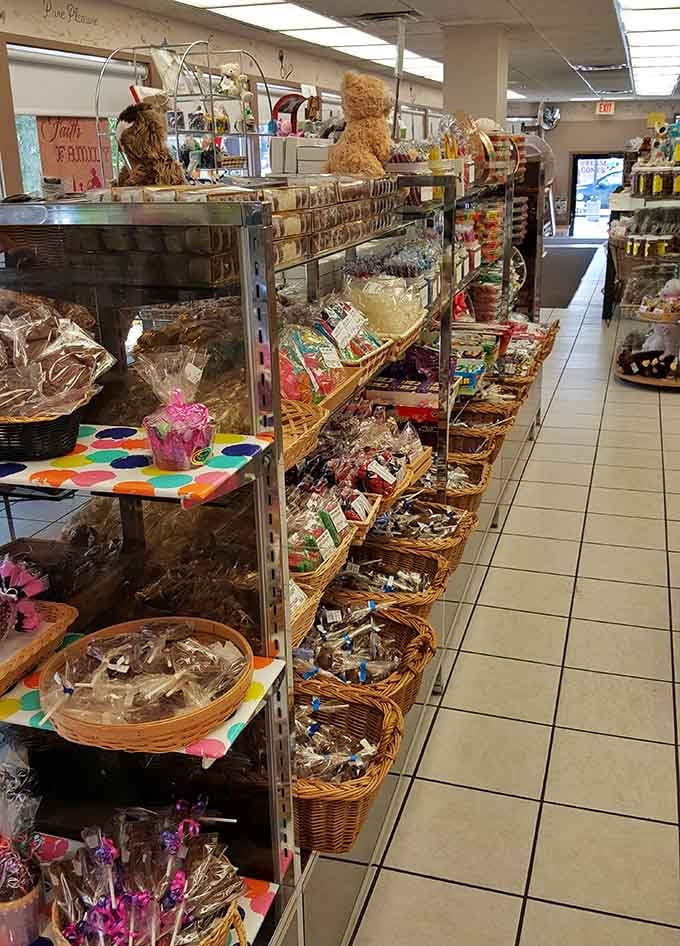 Baskets upon baskets of wrapped candies prove that sometimes more is actually more, especially when it's this delicious.