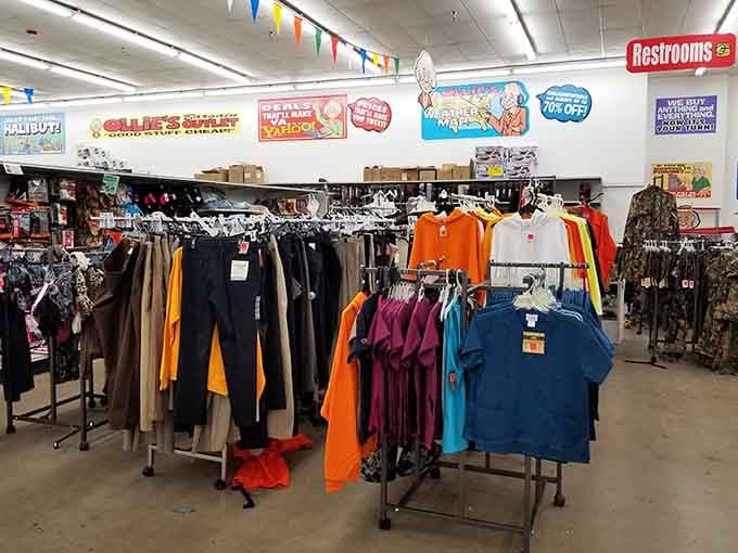 Clothing racks burst with options, proving style doesn't require draining your bank account or your sanity.