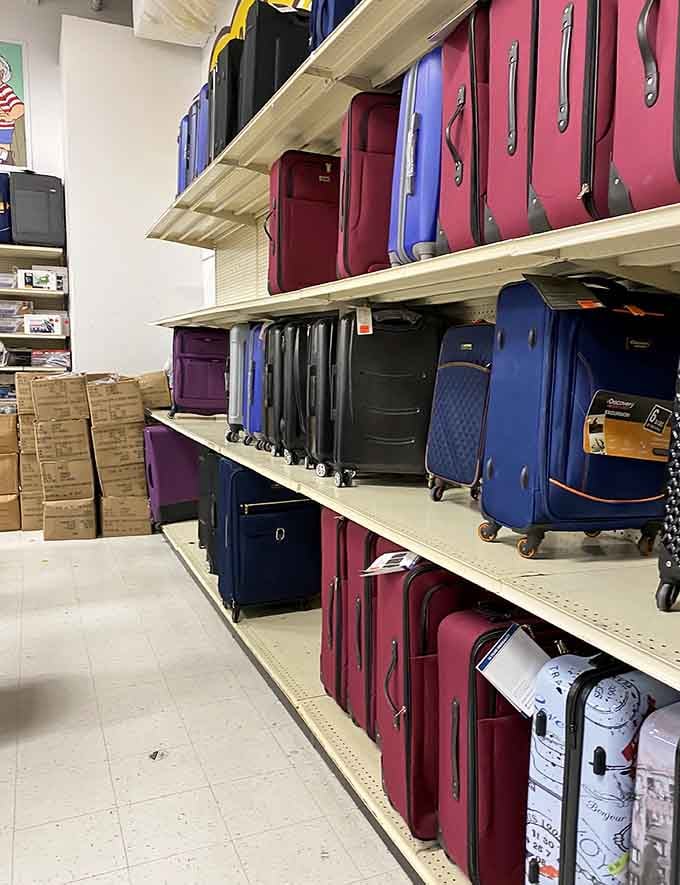 Luggage in every color of the rainbow, ready to accompany you on adventures your wallet can now afford.