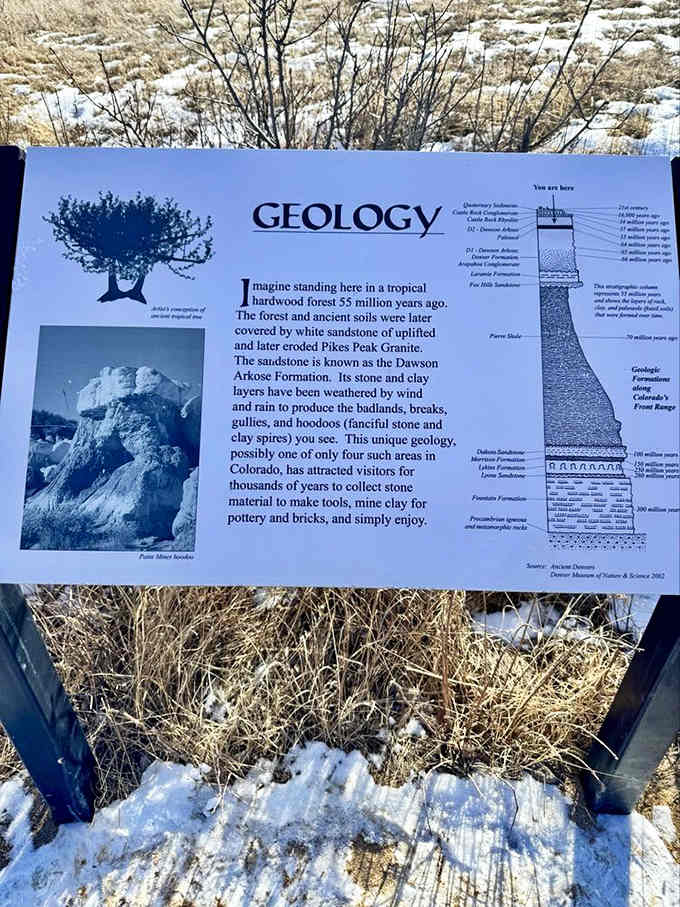 Educational signs that actually make geology interesting, which is harder to pull off than a perfect soufflé on the first try.
