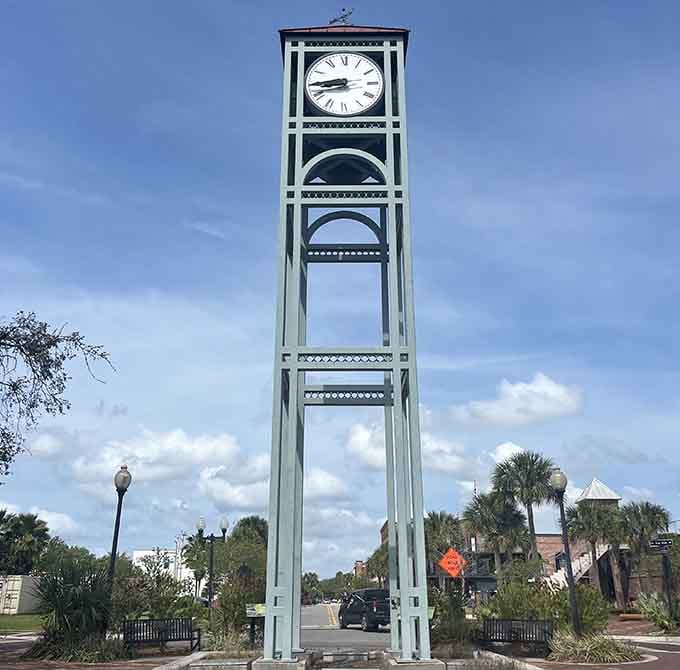This clock tower stands as Palatka's downtown centerpiece, marking time in a town that refuses to rush anyone.