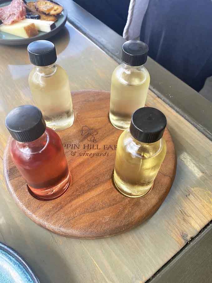 Four little bottles of possibility, each one ready to change your afternoon plans entirely.