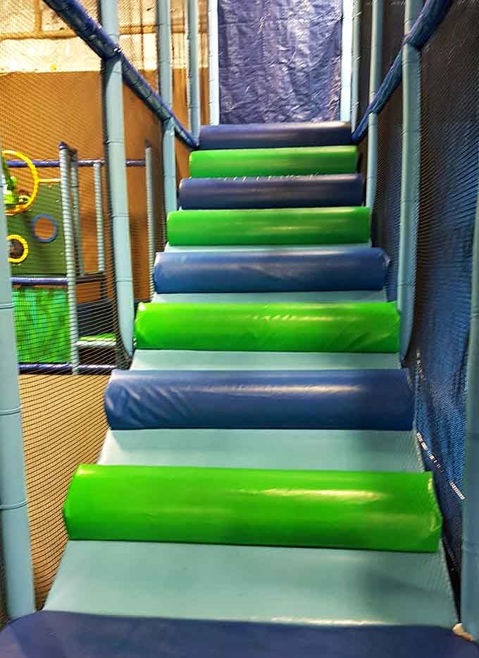 Padded rollers create an obstacle course that would make American Ninja Warrior contestants sweat a little, honestly.