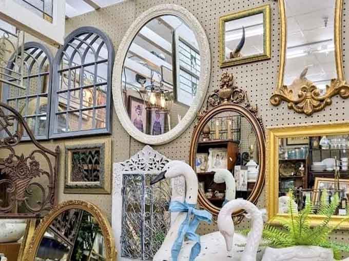 A wall of mirrors reflecting endless possibilities, perfect for creating that gallery wall you've been pinning for years.
