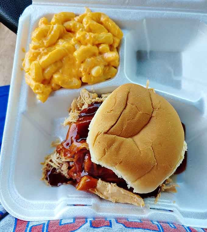 Pulled pork so tender it surrenders without a fight, mac and cheese that deserves its own fan club.