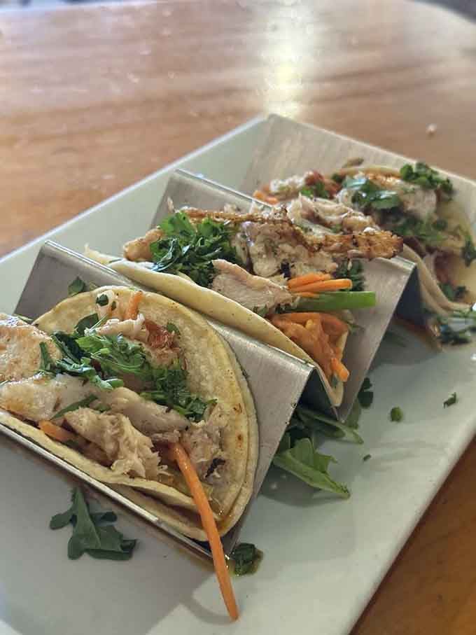 These tacos bring fresh flavors and colorful presentation that'll make you forget you're nowhere near an ocean or border.