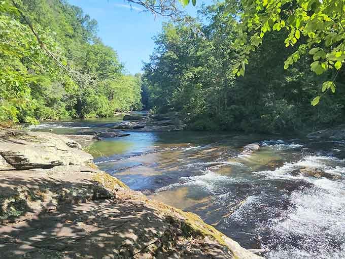 Smooth rocks and flowing water create a scene so peaceful, your blood pressure drops just looking at it.