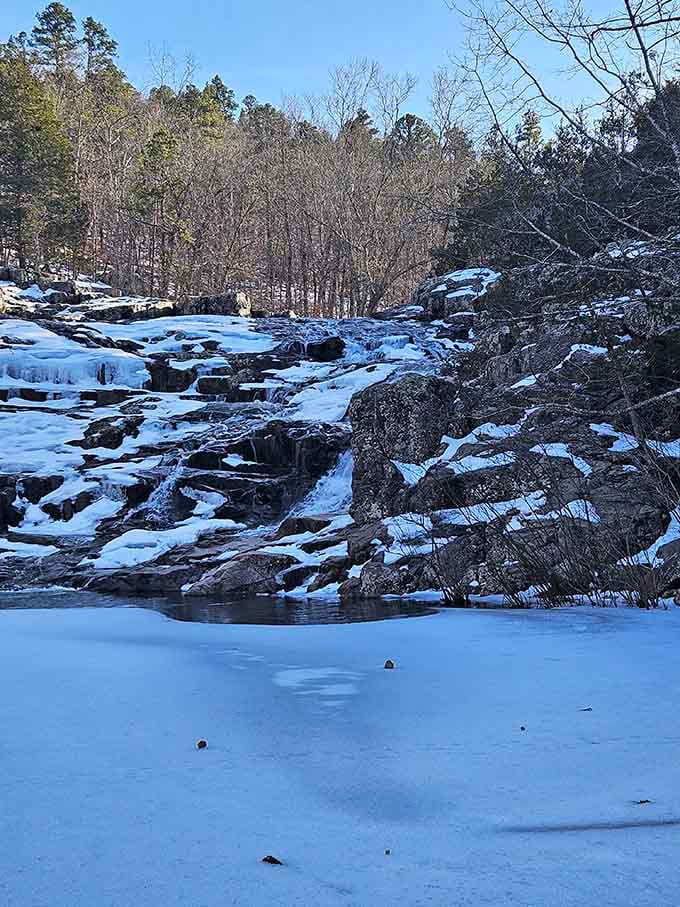 Winter transforms Rocky Falls into a frozen sculpture garden that's absolutely stunning if you can handle the cold.