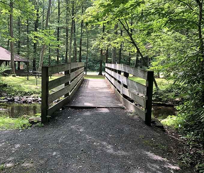 Cross this wooden bridge and leave your worries on the other side, at least temporarily.