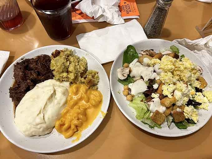 When your salad plate looks this loaded, you're either very health-conscious or just warming up for round two.