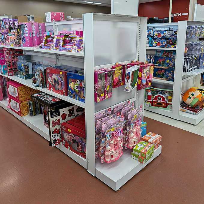 Toys and games fill shelves with childhood magic, making gift-giving affordable again for budget-conscious grandparents everywhere.