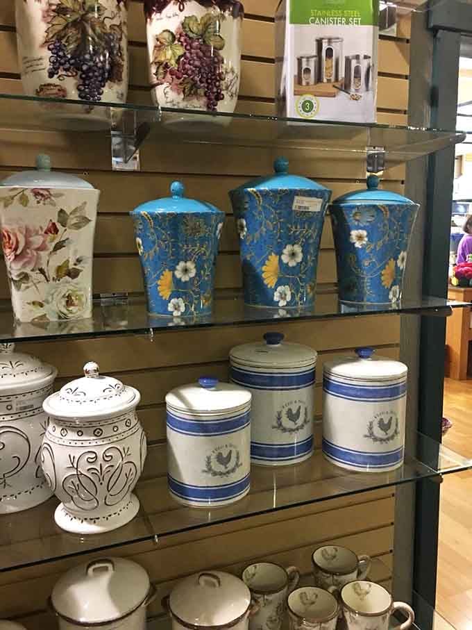 Vintage canisters that make modern plastic containers look like the imposters they are, pure kitchen nostalgia here.