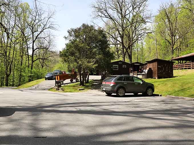The parking lot where your modern life ends and your mountain adventure officially begins in earnest today.