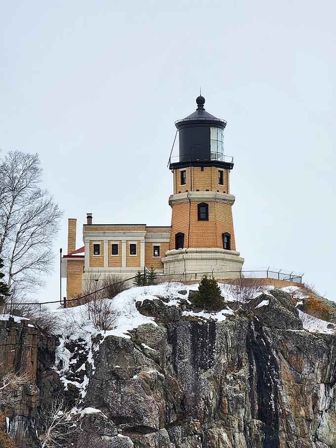 Winter transforms the lighthouse into something from a Scandinavian fairy tale, minus the trolls but equally magical.