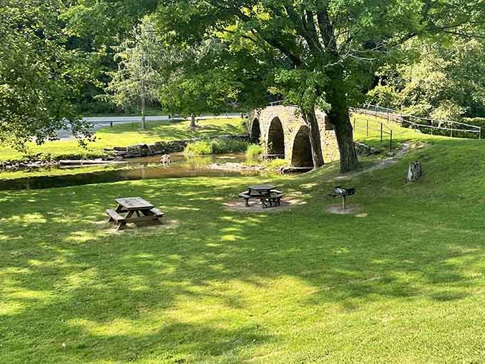 Picnic tables positioned with million-dollar views, proving the best dining experiences don't always require reservations or menus.