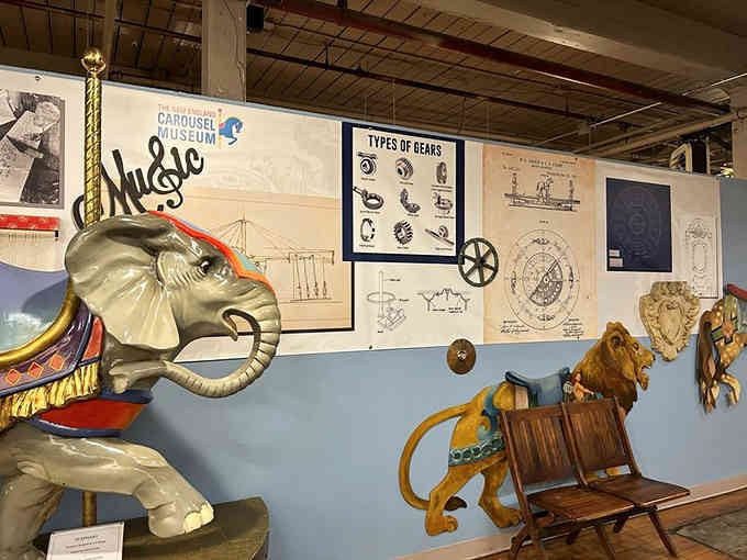 Educational displays about gears and mechanics, because even magic needs a little engineering behind the scenes.