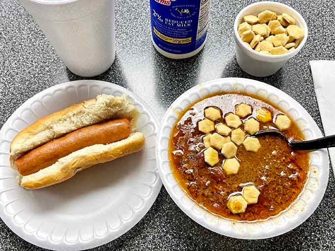 That's not just a hot dog and chili, that's a masterclass in comfort food simplicity done right.